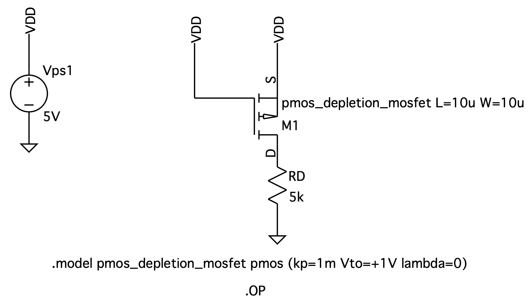 Fig. 5.11: A depletion-mode p-channel MOSEFT circuit.